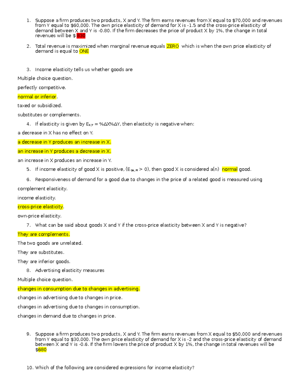 Economics 101: Homework 3 - Price and Income Elasticities Analysis ...
