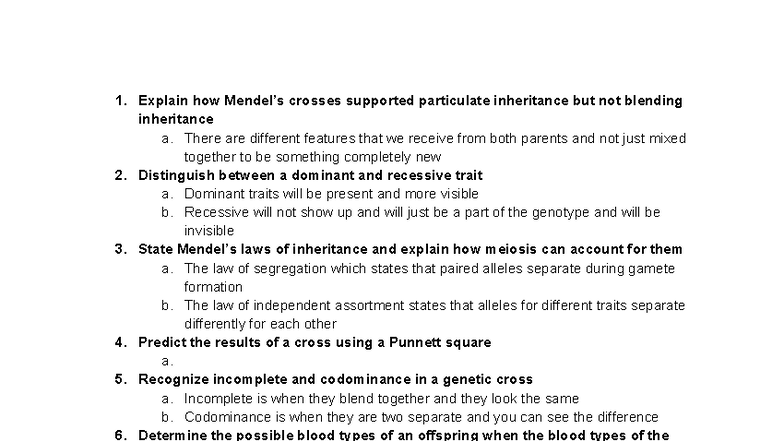 Molecular Genetics: DNA-RNA Processes & Inheritance Overview (BIO101) - Studocu