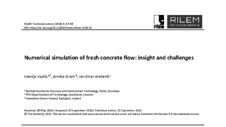 Numerical Simulation of Fresh Concrete Flow: Insights & Challenges ...