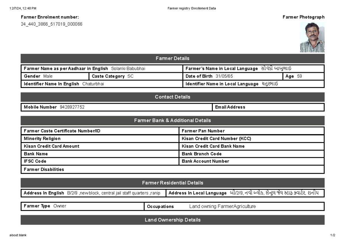 Farmer Registry Enrollment Data: Details & Information 1234 - Studocu