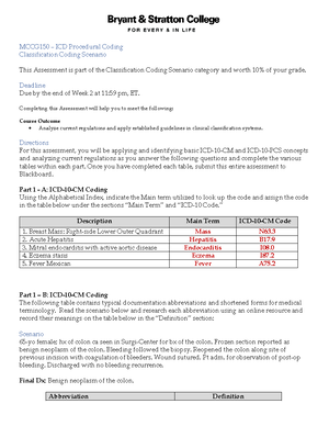 Lecture 5 - Coding for Placement Administration Measurement and Monitoring Sections - MCCG - Studocu
