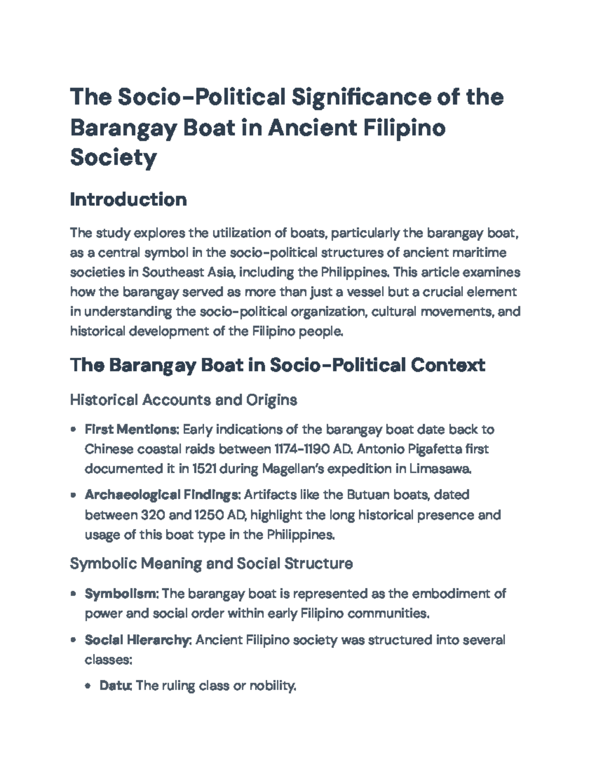 The Socio-Political Role of the Barangay Boat in Ancient Filipino ...