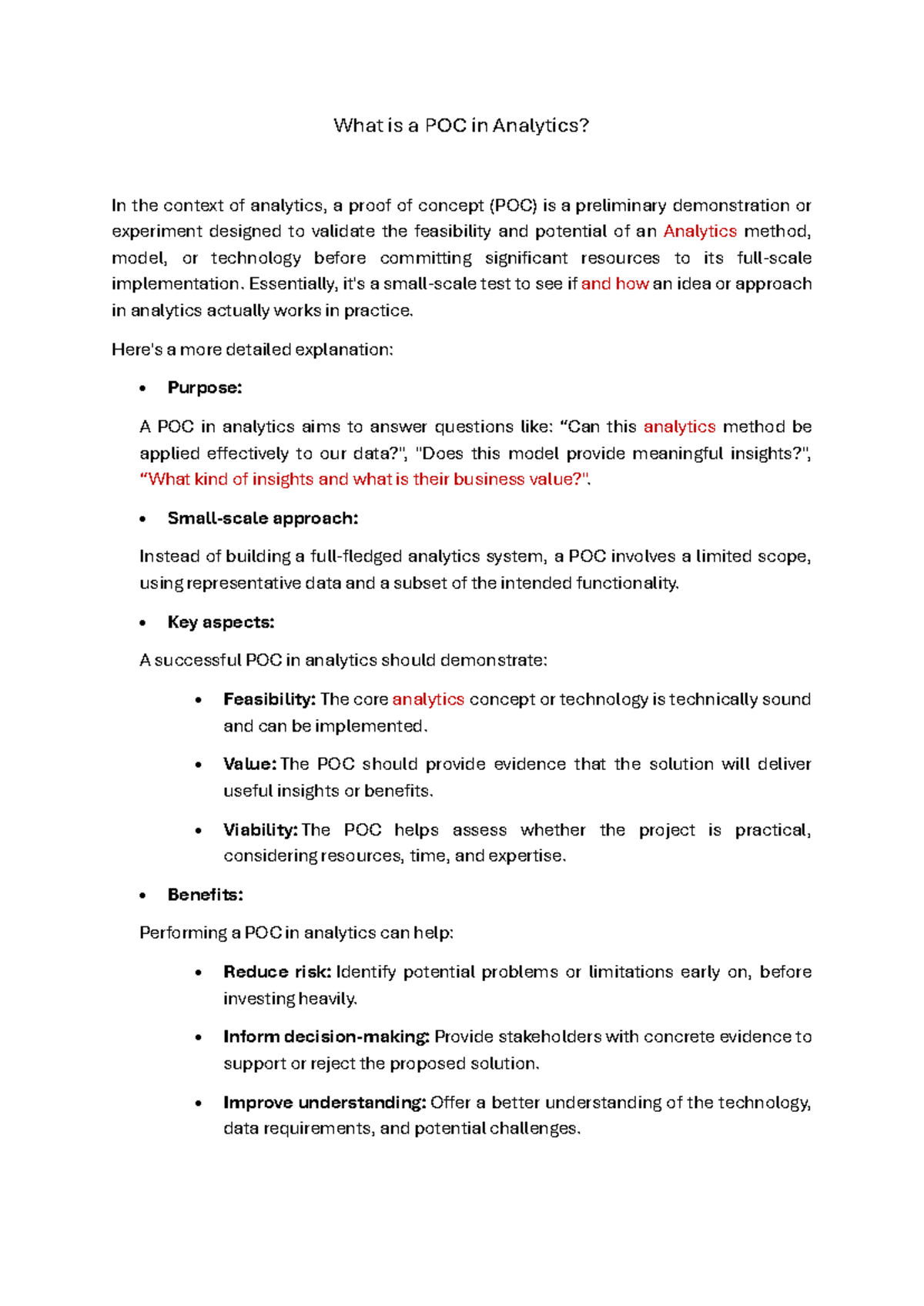 Understanding POC in Analytics: Purpose, Key Aspects & Benefits - Studocu