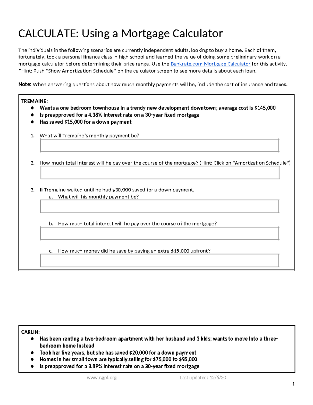 Mortgage Calculator Practice Scenarios for Home Buying - Studocu