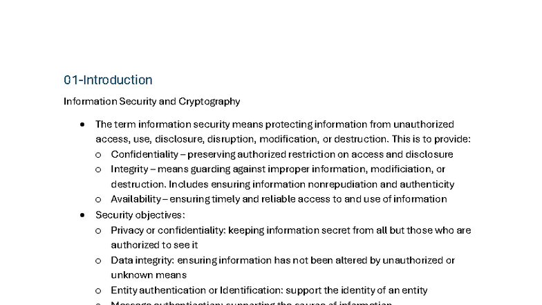 2108 Lecture 1: Information Security & Cryptography Overview - Studocu