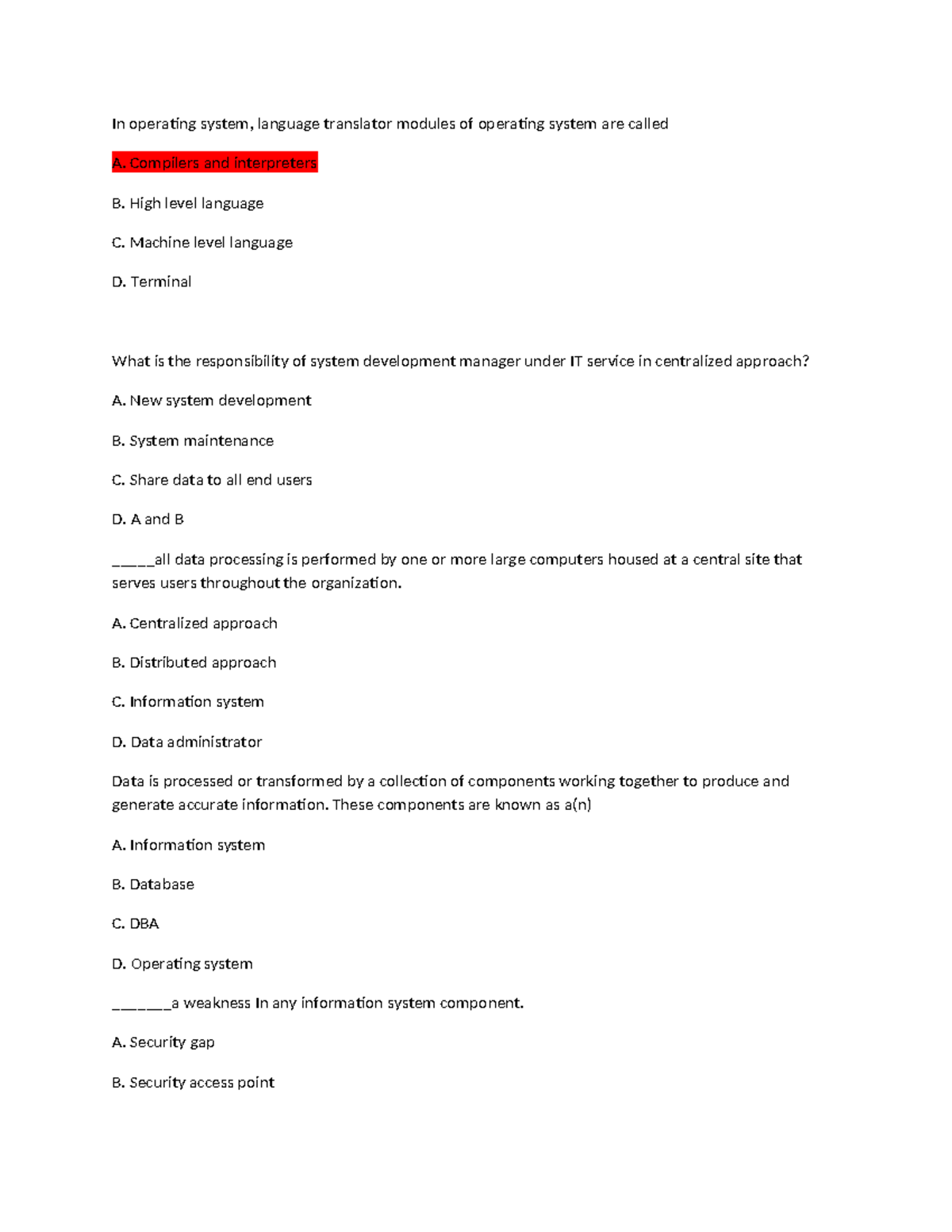 Operating Systems & IT Service Management - Exam Notes - Studocu