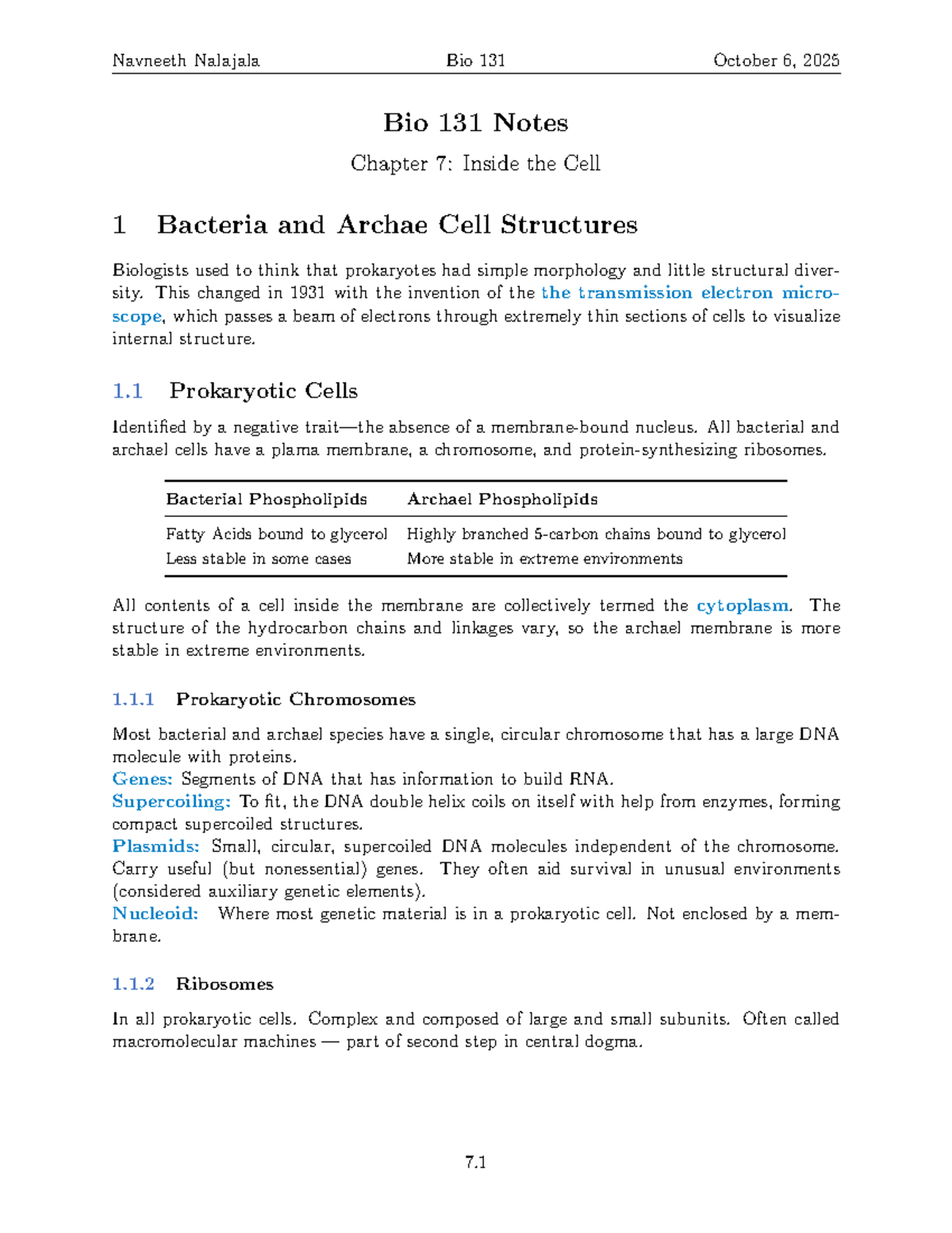 Bio 131 Final Exam Notes: Chapter 7 - Inside the Cell - Studocu