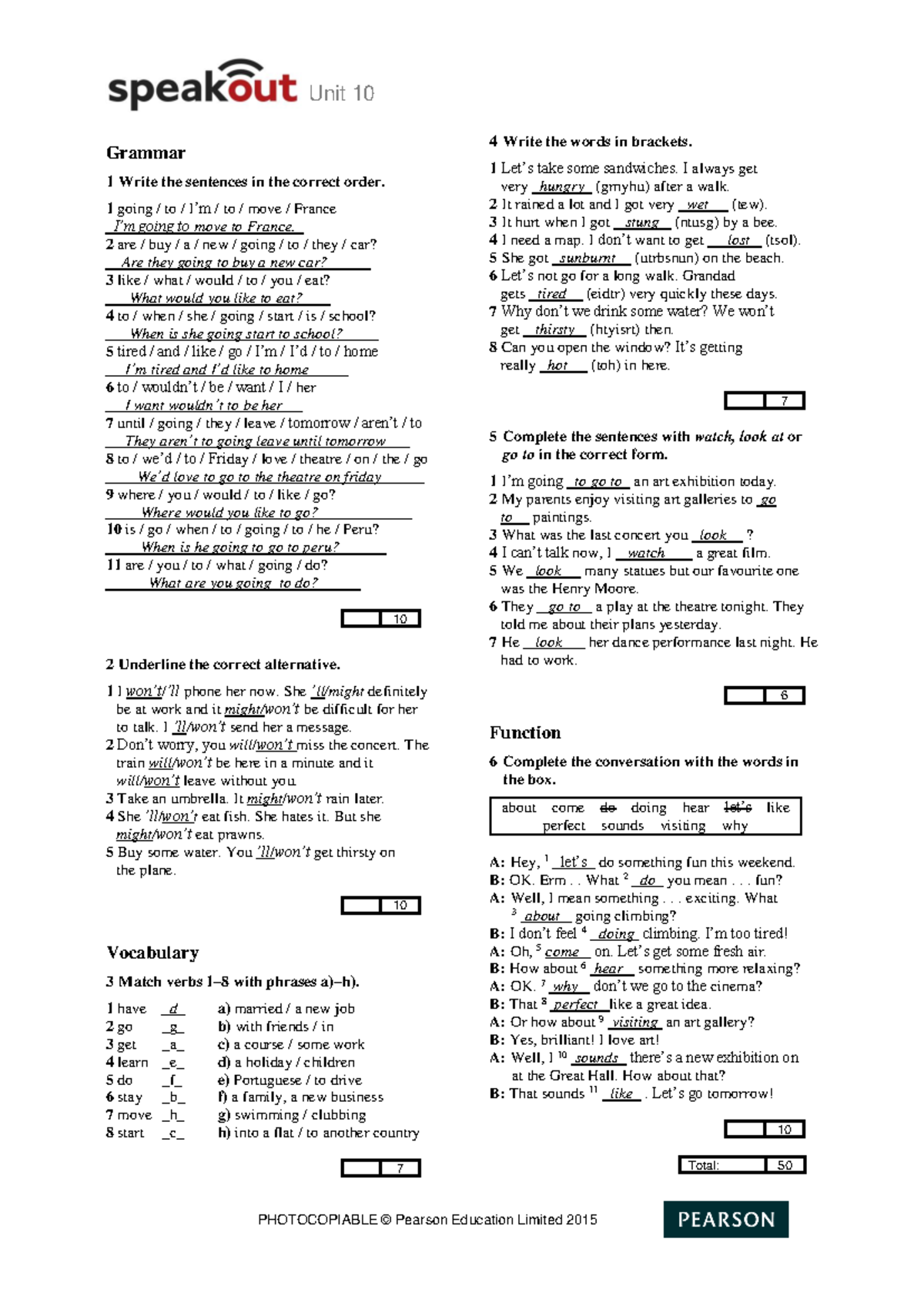 Unit 10 Practice - Grammar, Vocabulary, and Functions - Studocu