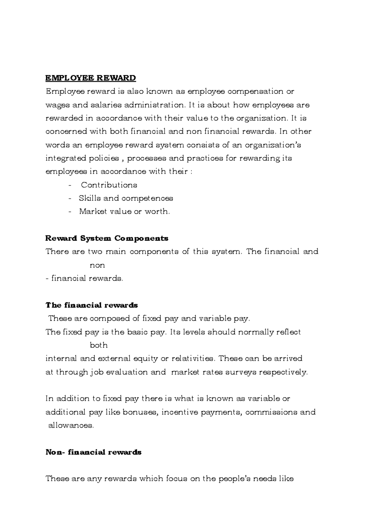 Employee Rewards and Performance Management - EMPLOYEE REWARD Employee ...