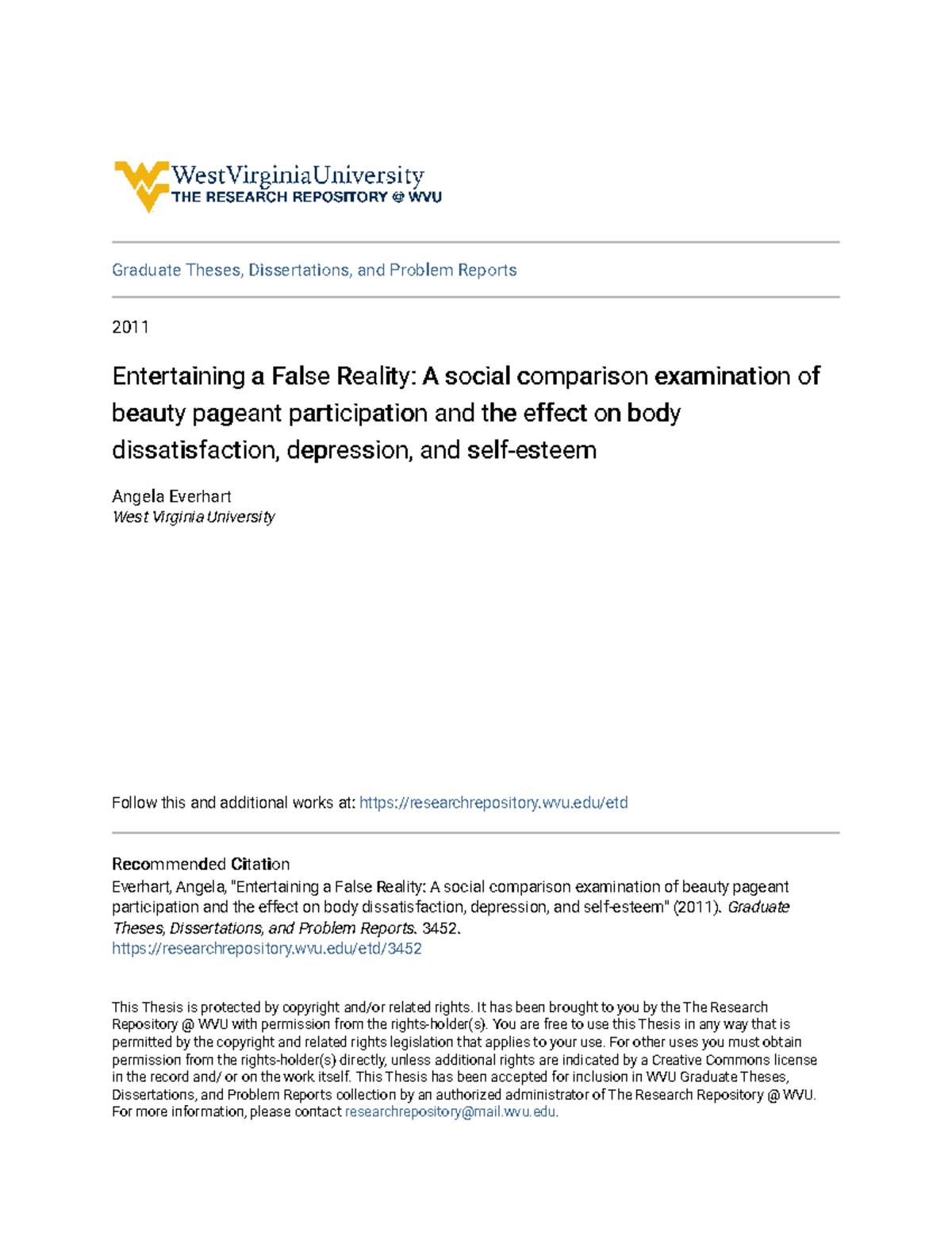 Graduate Thesis: Examining Body Dissatisfaction in Beauty Pageants ...