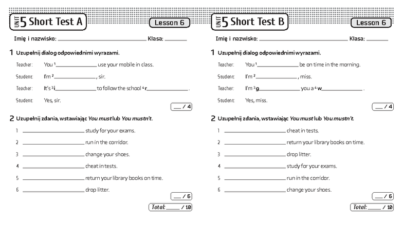 Brainy KL5 Short Tests: Unit 5, Lesson 6 Review - Studocu