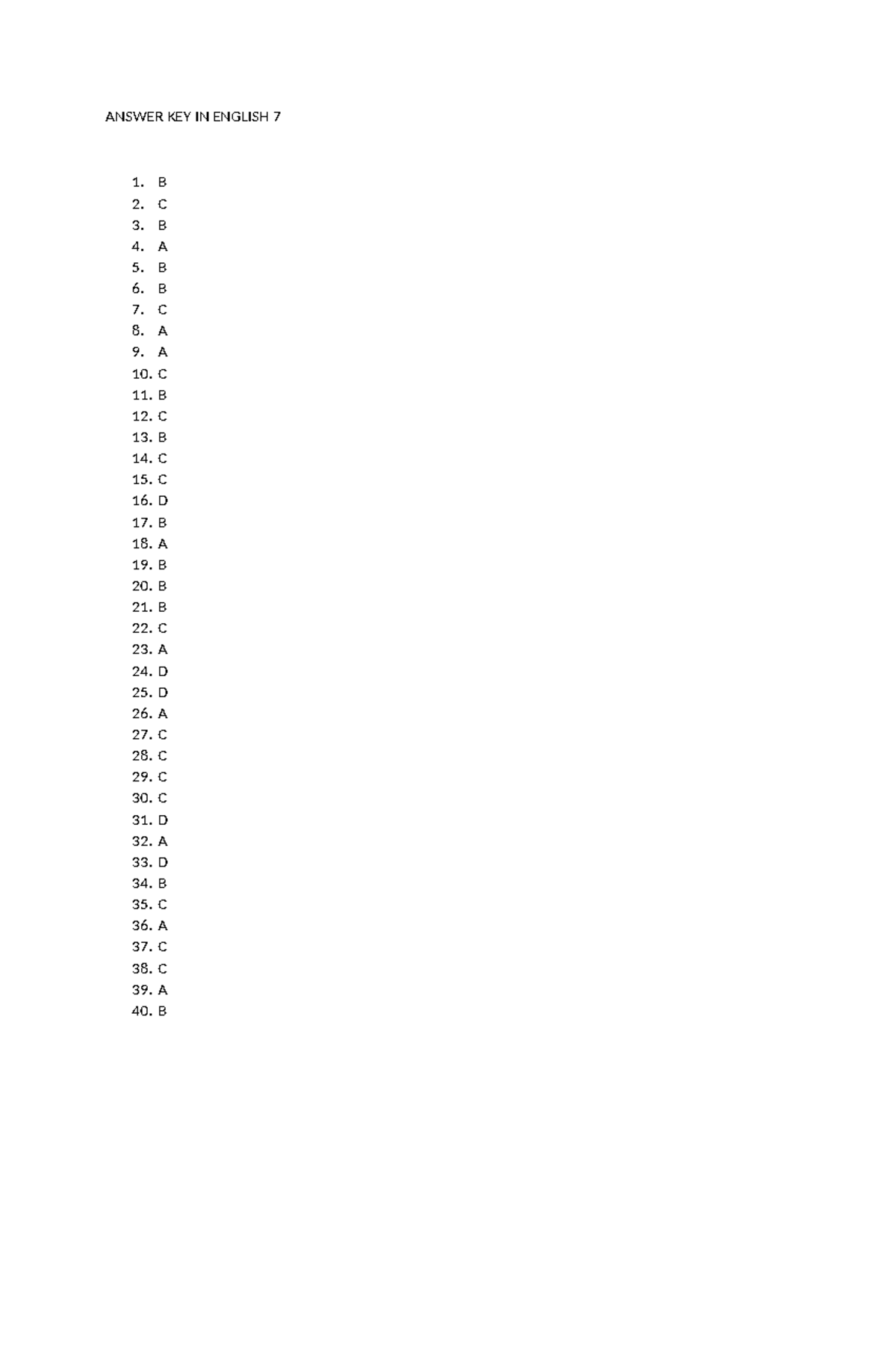 Answer KEY IN English 7- Filipino 7 - Filipino sa Piling Larang ...