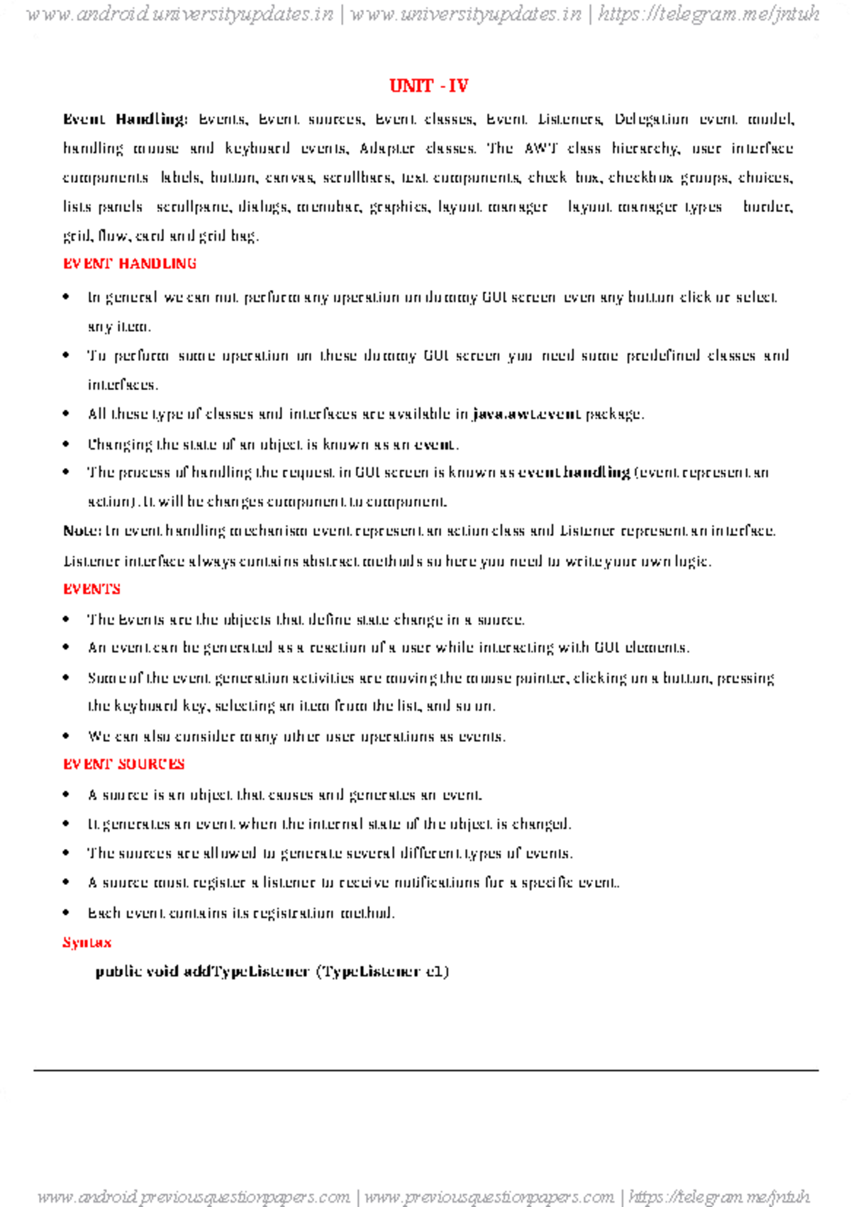 JAVA-4 - Event Handling Notes and AWT Overview - Studocu