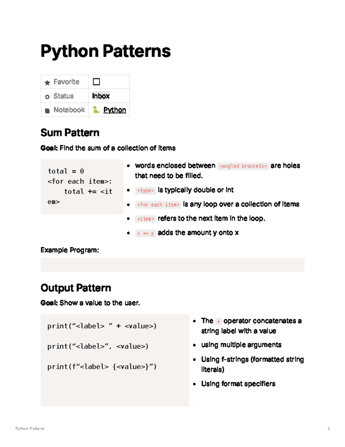 Python Patterns Workbook: Summation and Looping Techniques - Studocu
