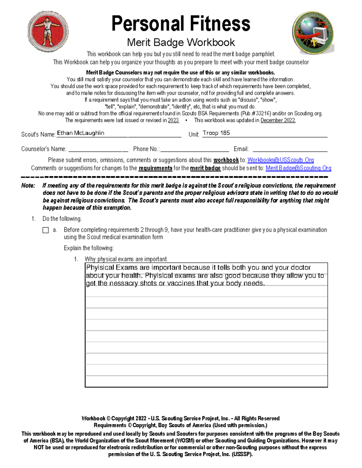 Personal Fitness MB Workbook for Completion Tracking - Studocu