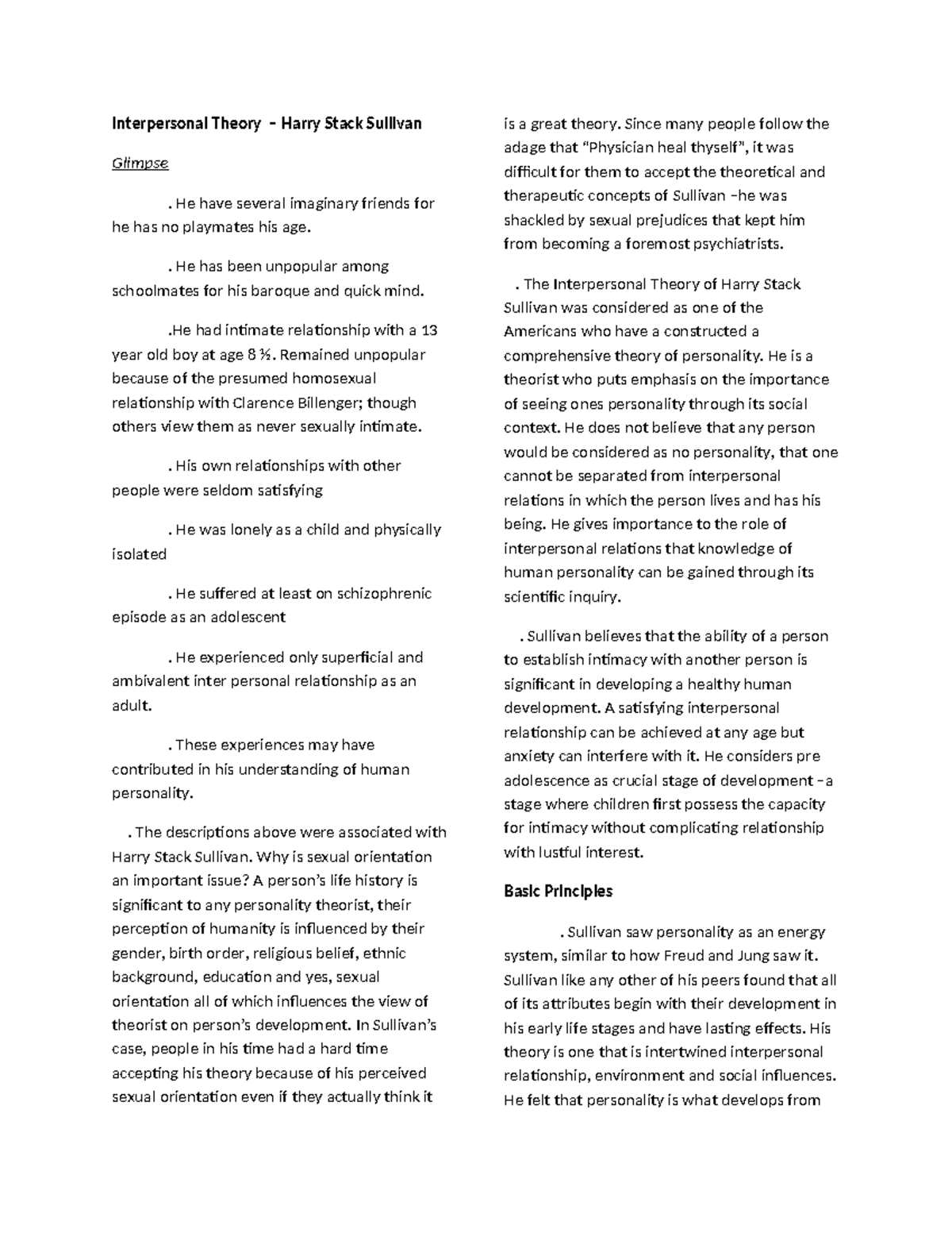 Sullivan's Interpersonal Theory: Understanding Personality Dynamics ...