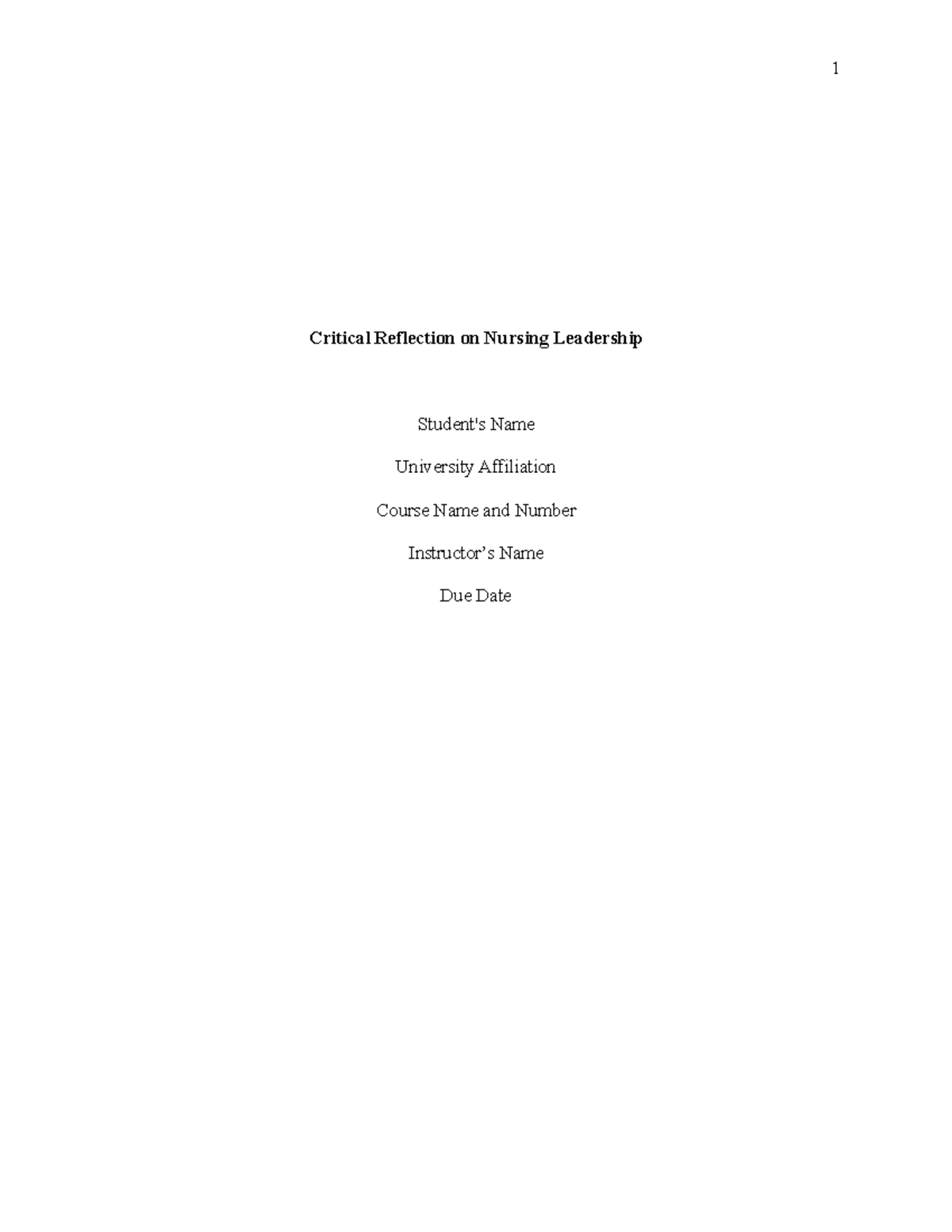 Reflection on clinical experiences - Critical Reflection on Nursing ...