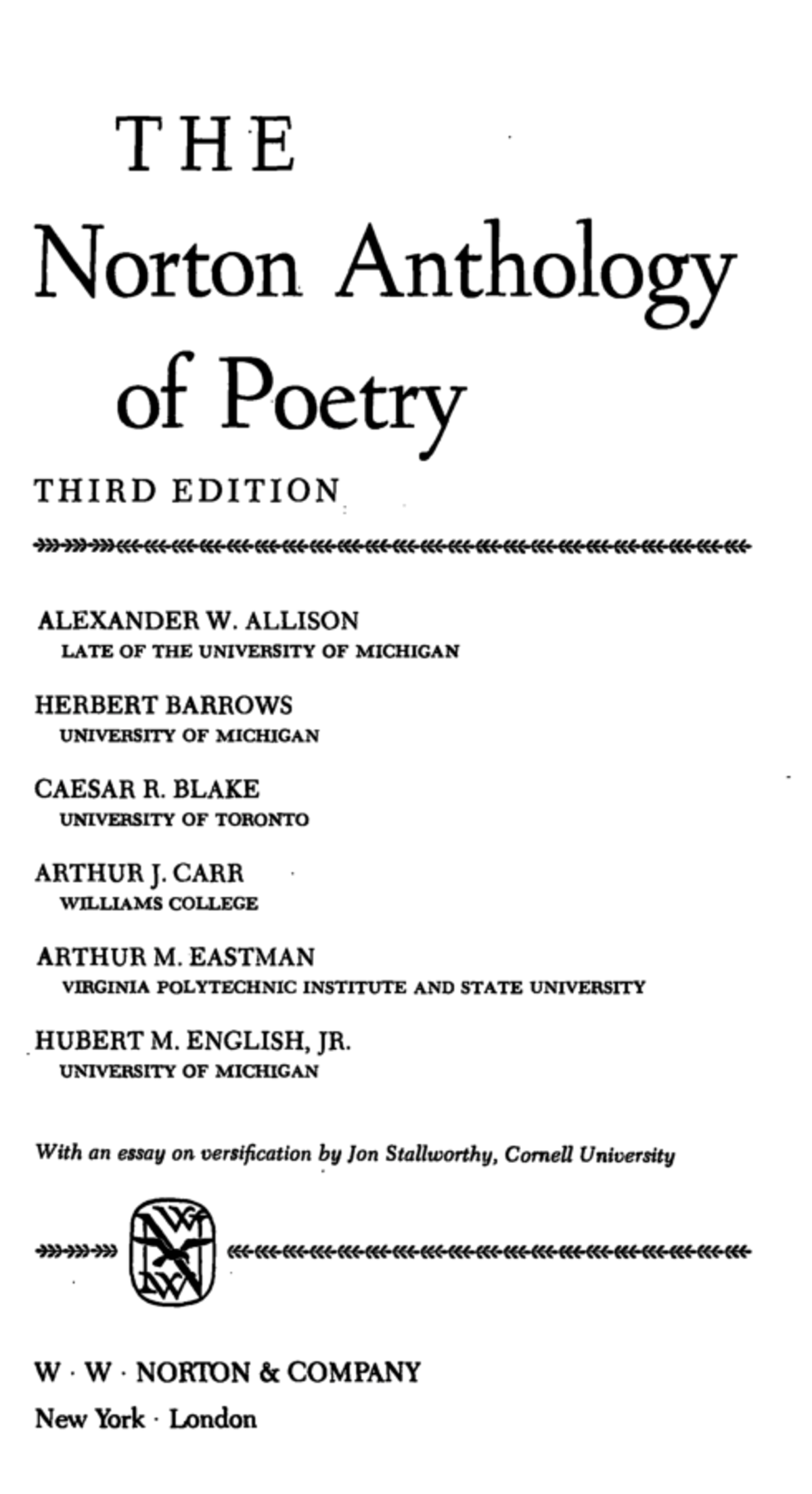 Norton Anthology of Poetry: Third Edition Overview and Analysis - Studocu