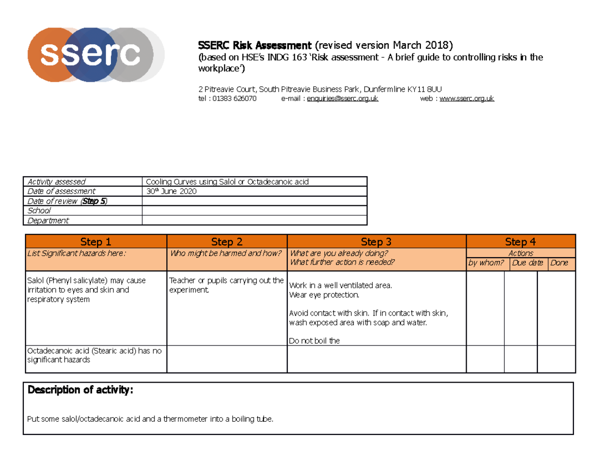 Cooling Curves Risk Assessment - Activity assessed Cooling Curves using ...