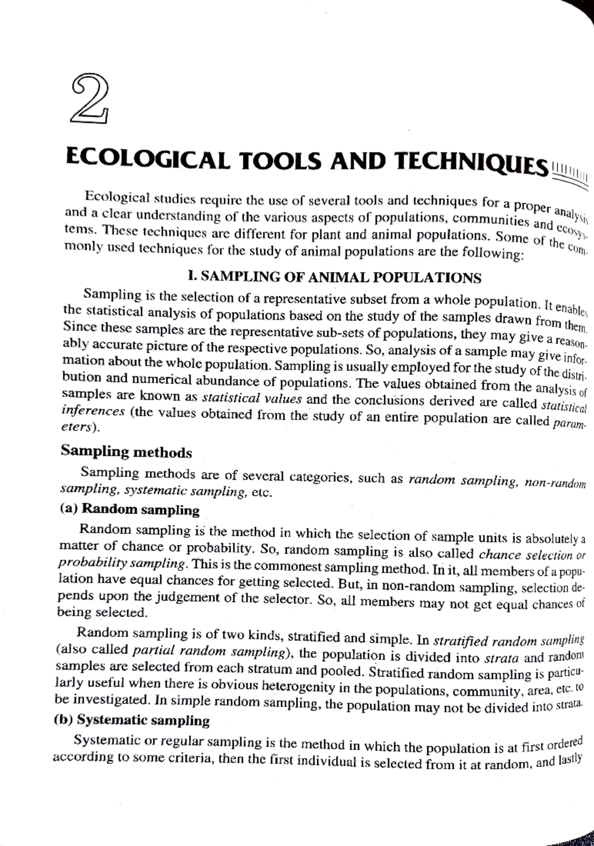Chapter 2: Ecological Tools and Sampling Techniques in Biology - Studocu