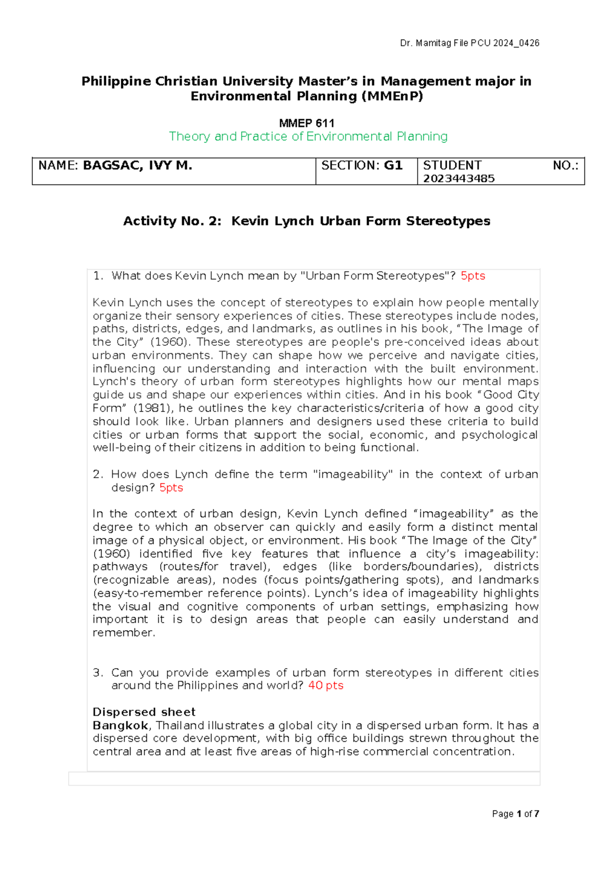 Activity 2: Urban Form Stereotypes (MMEP 611) - Kevin Lynch Analysis ...