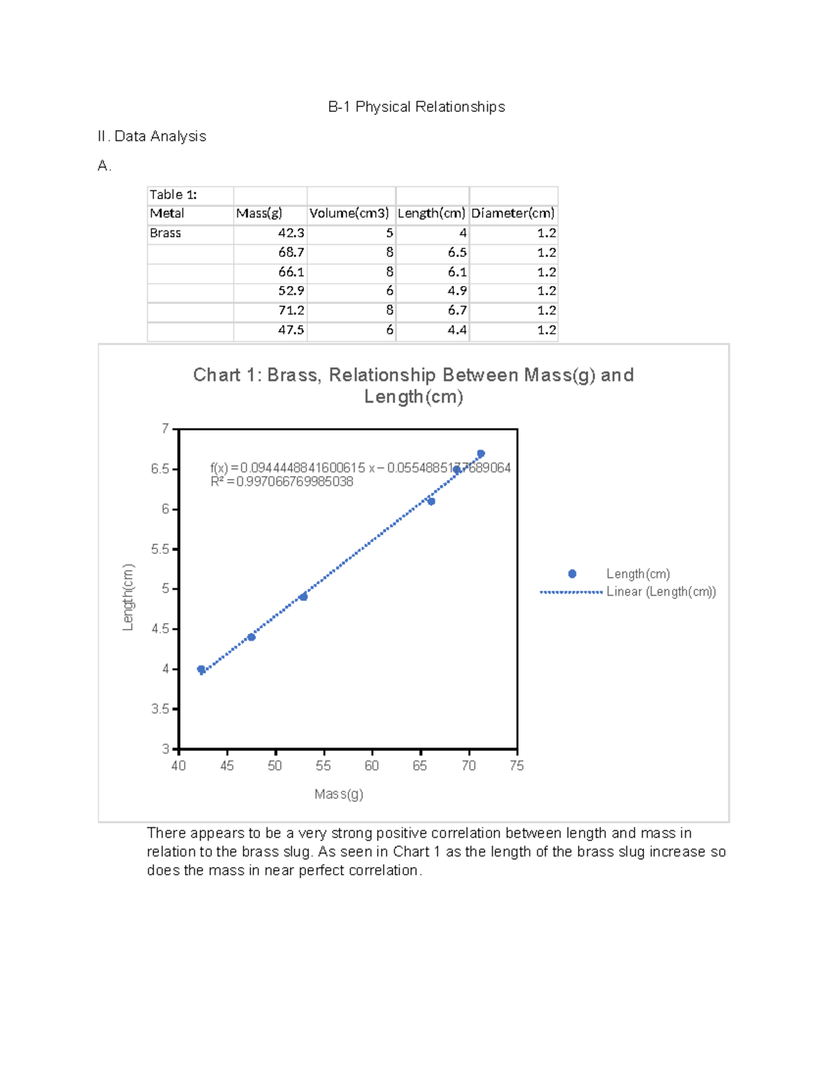 Lab B-1: Data Analysis of Mass and Length in Brass & Aluminum - Studocu