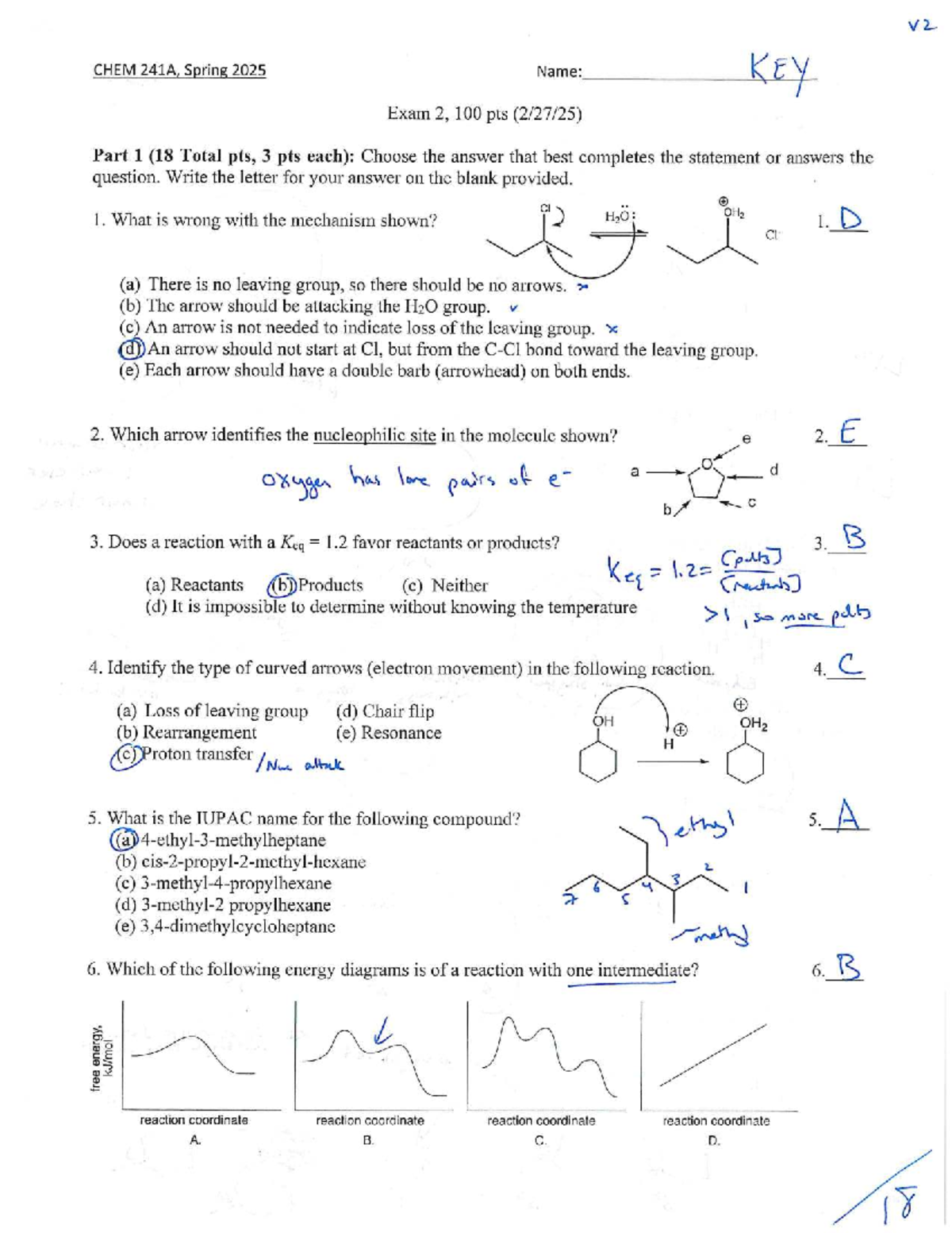 Final Exam Review Guide for Course Code XYZ123 - V2 CHEM 241A, Spring ...