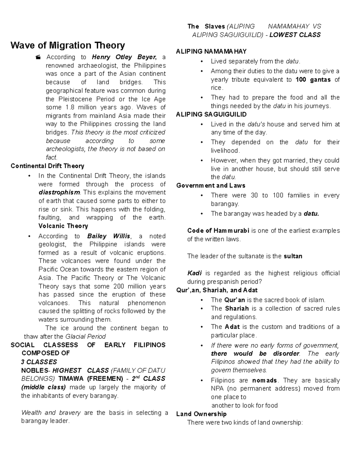 Wave Migration Theories & Early Filipino Societies Insights - Studocu
