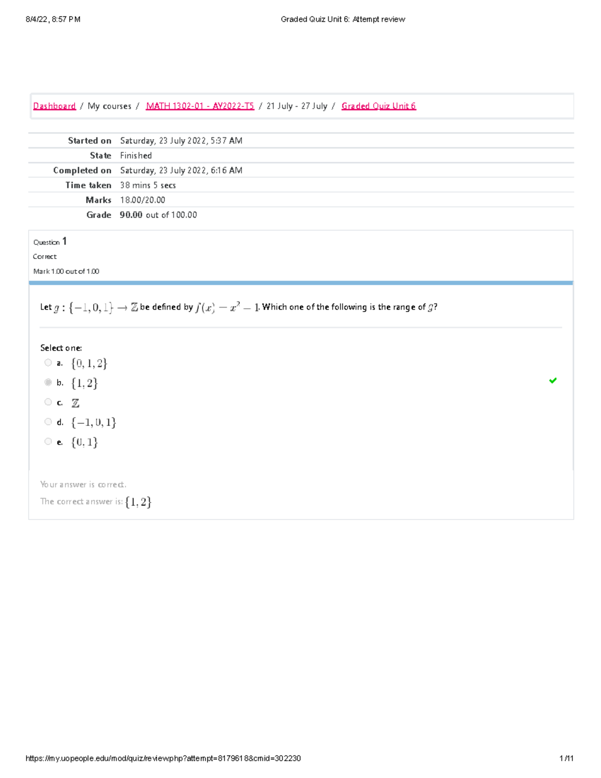 Math 1302 Graded Quiz Answers and Analysis for Unit 6 - Studocu