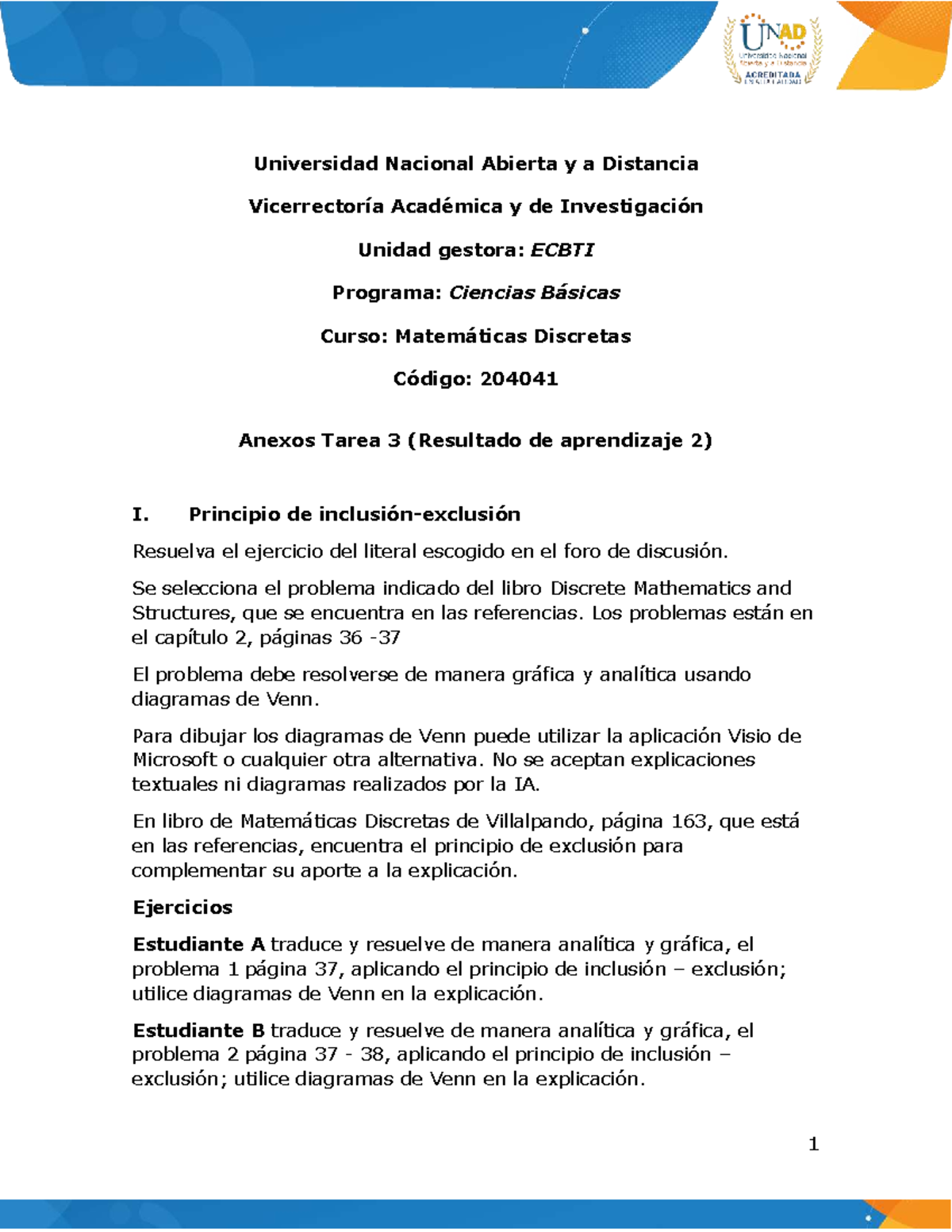 Anexo Tarea 3: Ejercicios de Matemáticas Discretas 204041 - Studocu