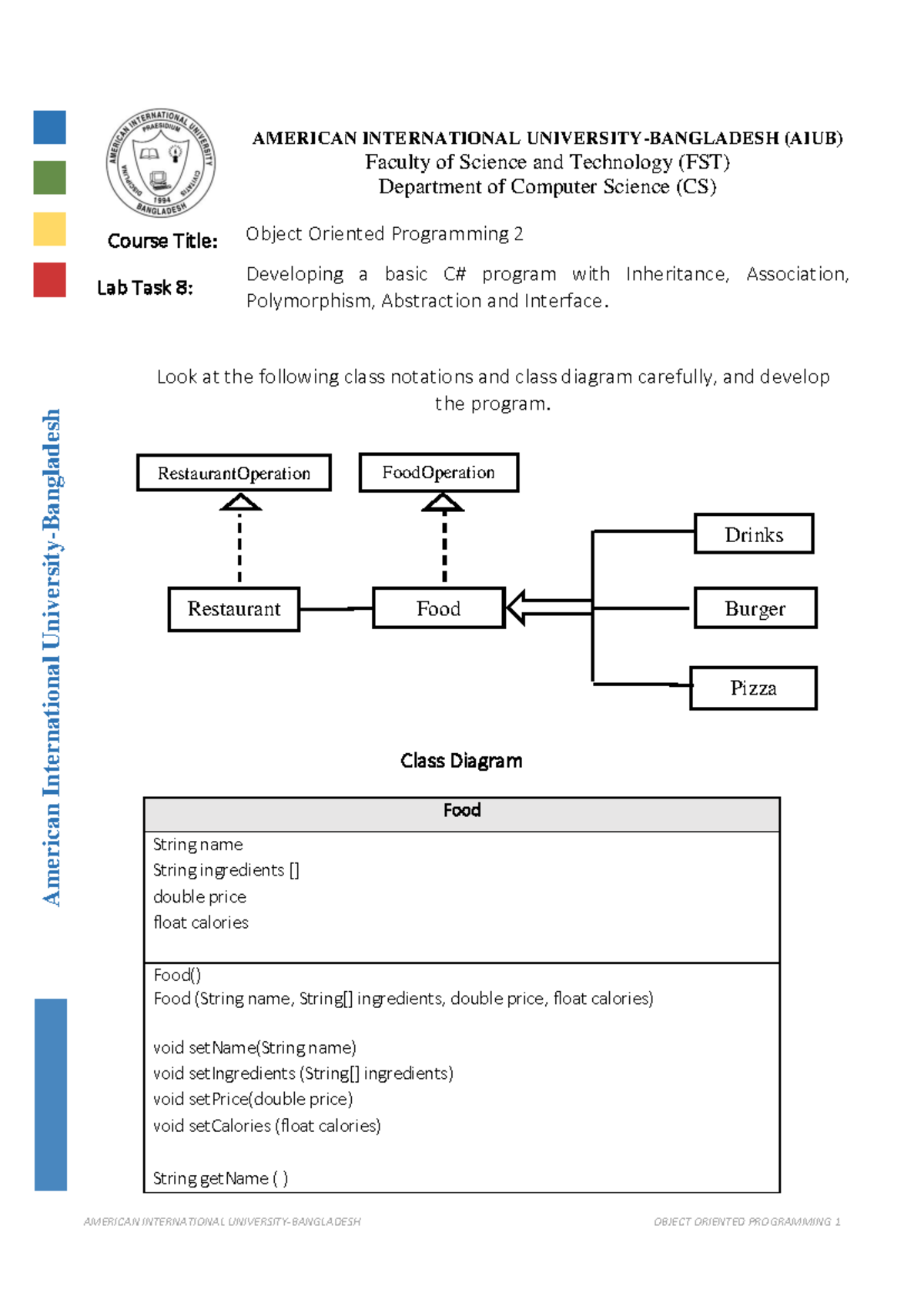 OOP2 Lab Task 8: Program Development with Inheritance & Polymorphism ...