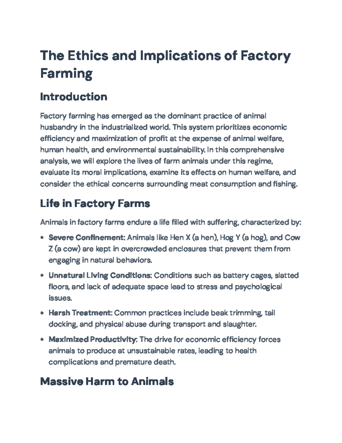 Ethics and Implications of Factory Farming Analysis (Course Code: TBD ...