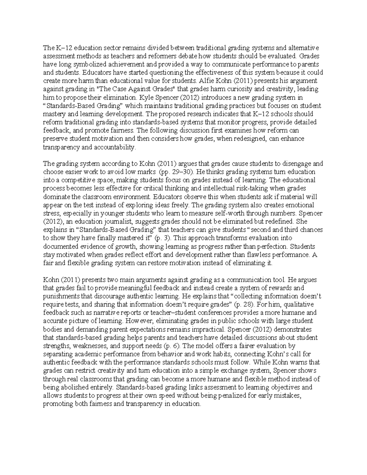 K–12 Education: Rethinking Grading Systems and Student Assessment - Studocu
