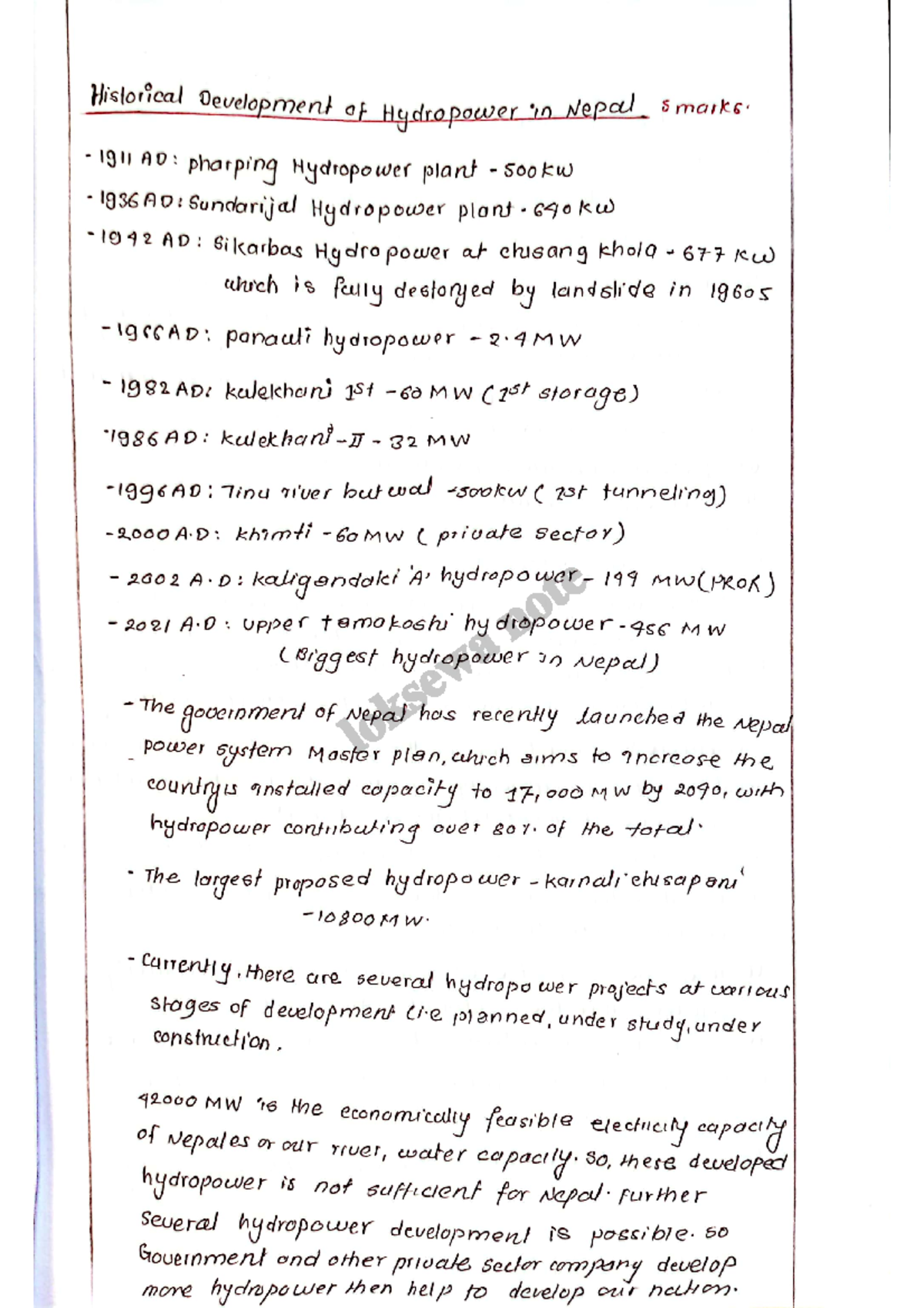 7th Level Hydropower Notes - Prepared by Loksewa Note - Studocu