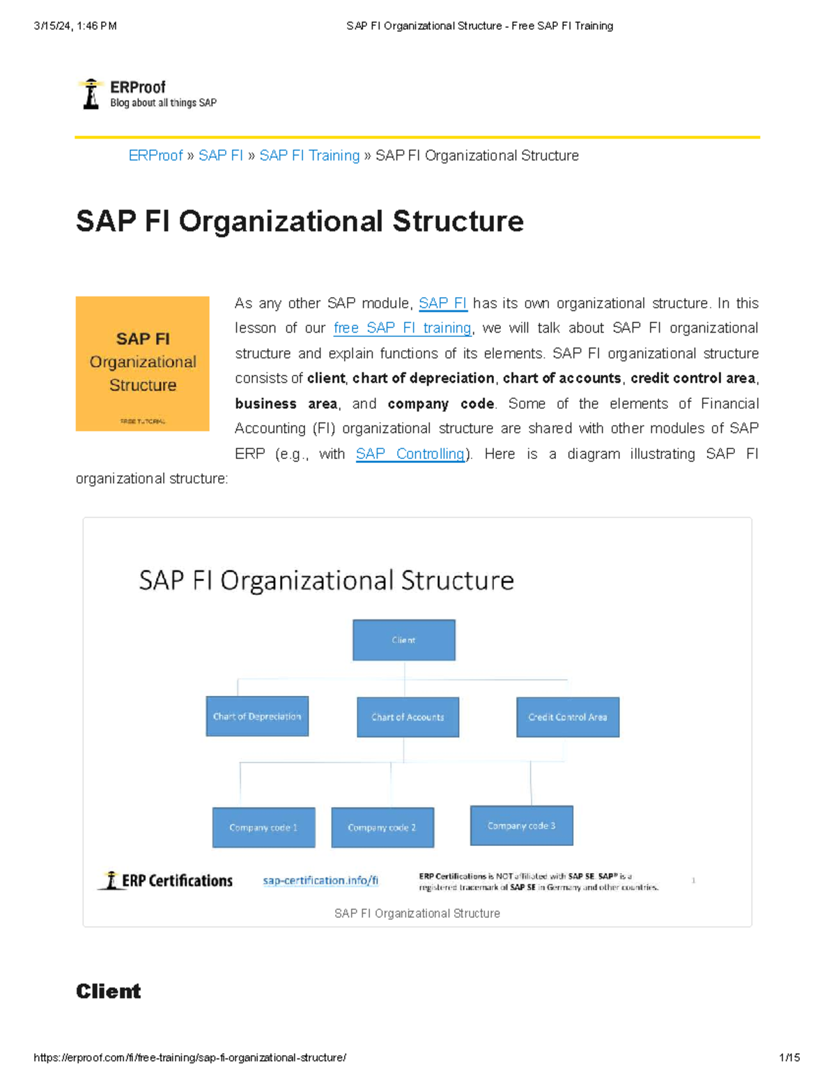 SAP FI 1-1 Lesson: Understanding Organizational Structure - Studocu