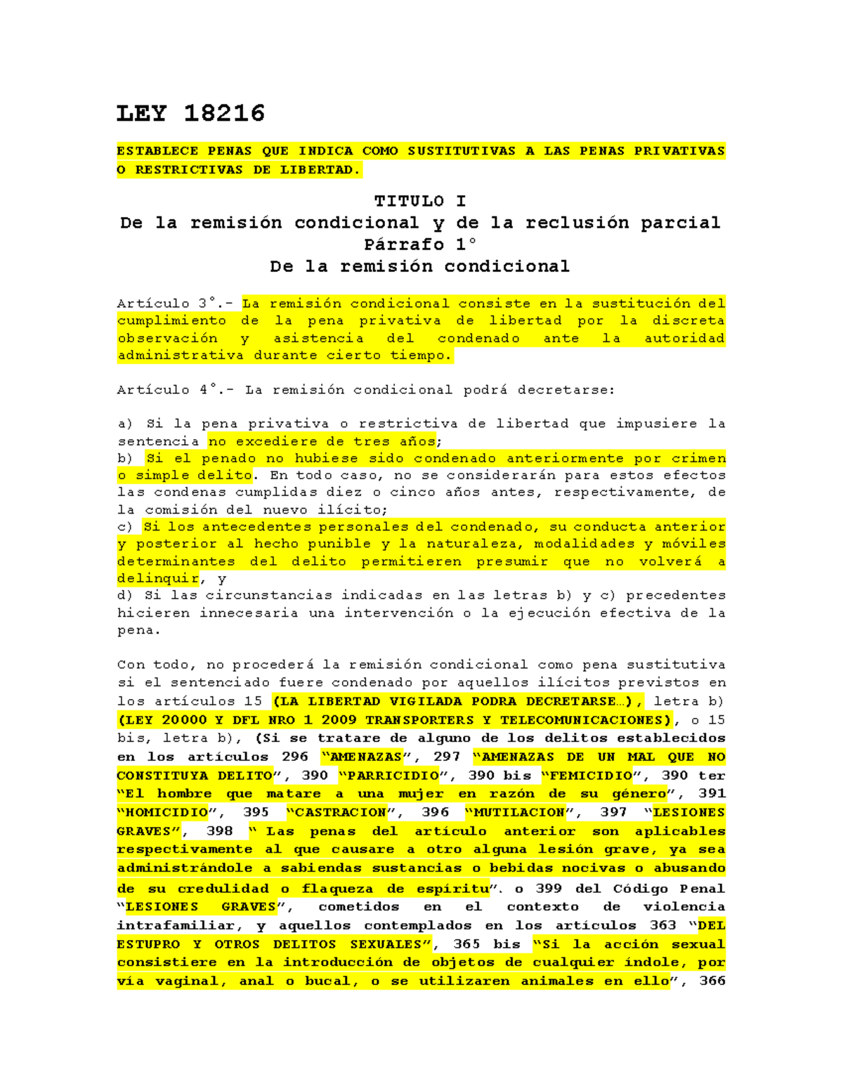 LEY 18216: Análisis de la Remisión Condicional y Reclusión Parcial ...