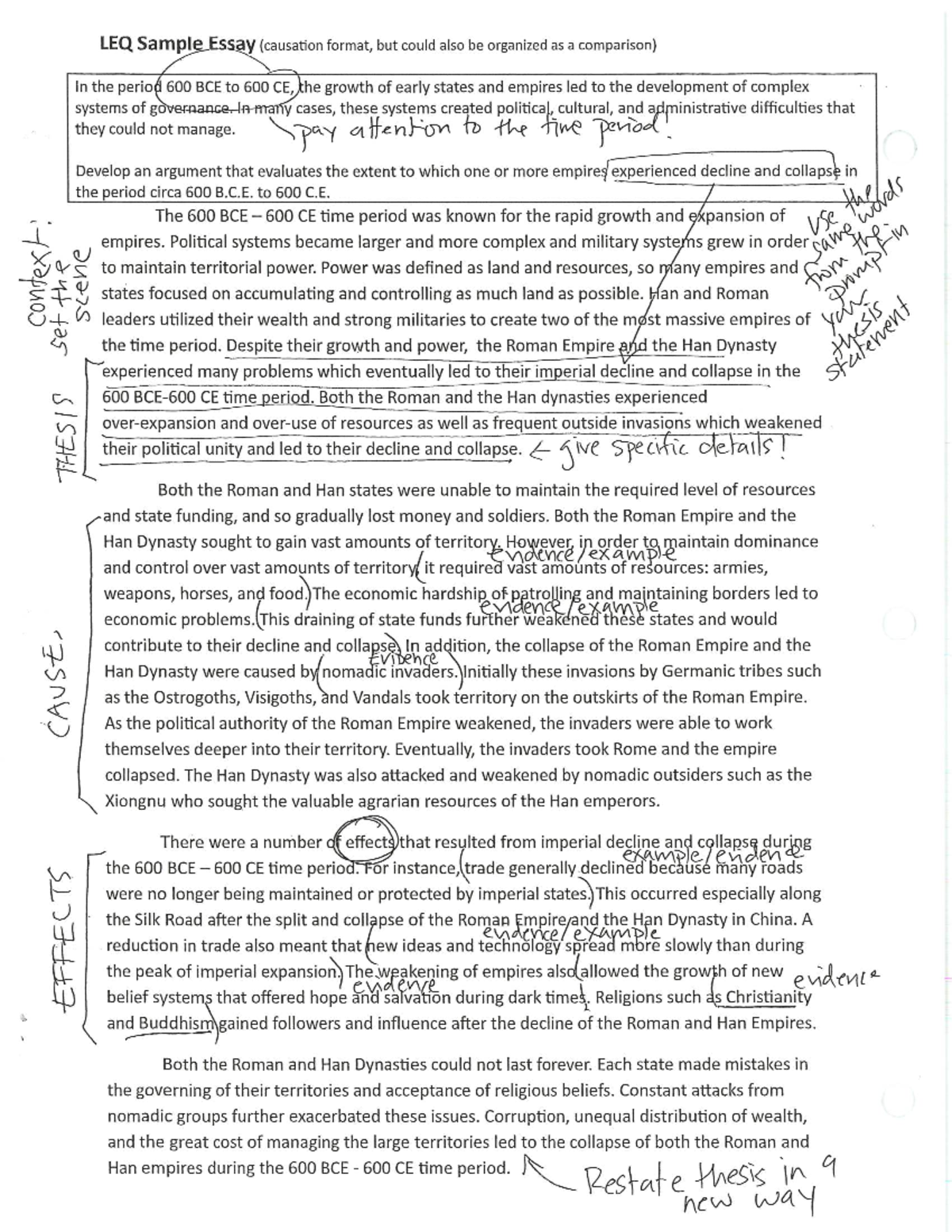 AP World LEQ Essay Sample: Analyzing Imperial Decline (600 BCE - 600 CE ...
