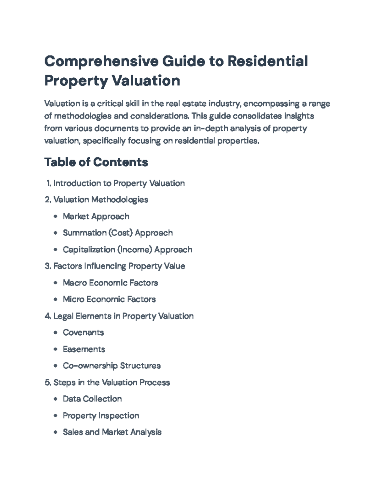 Comprehensive Guide to Residential Property Valuation Techniques ...