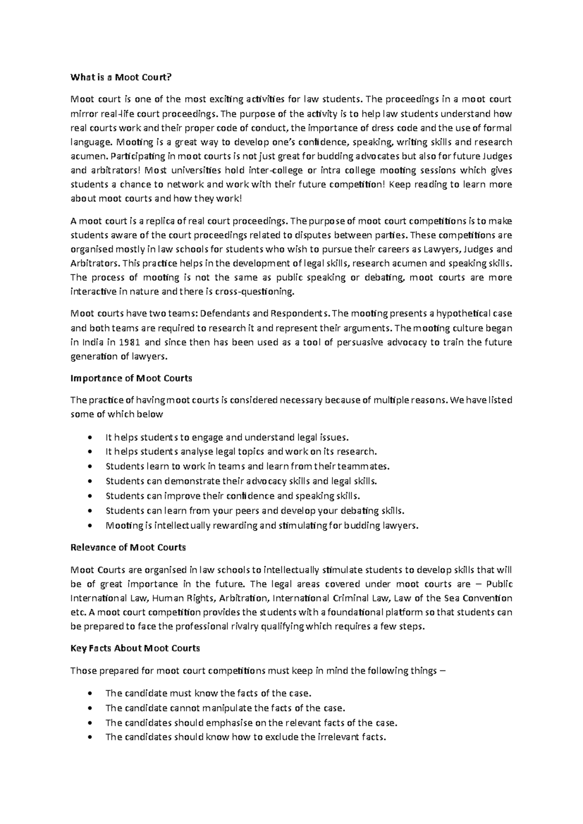 Moot Court 101: Understanding the Basics and Importance - Studocu