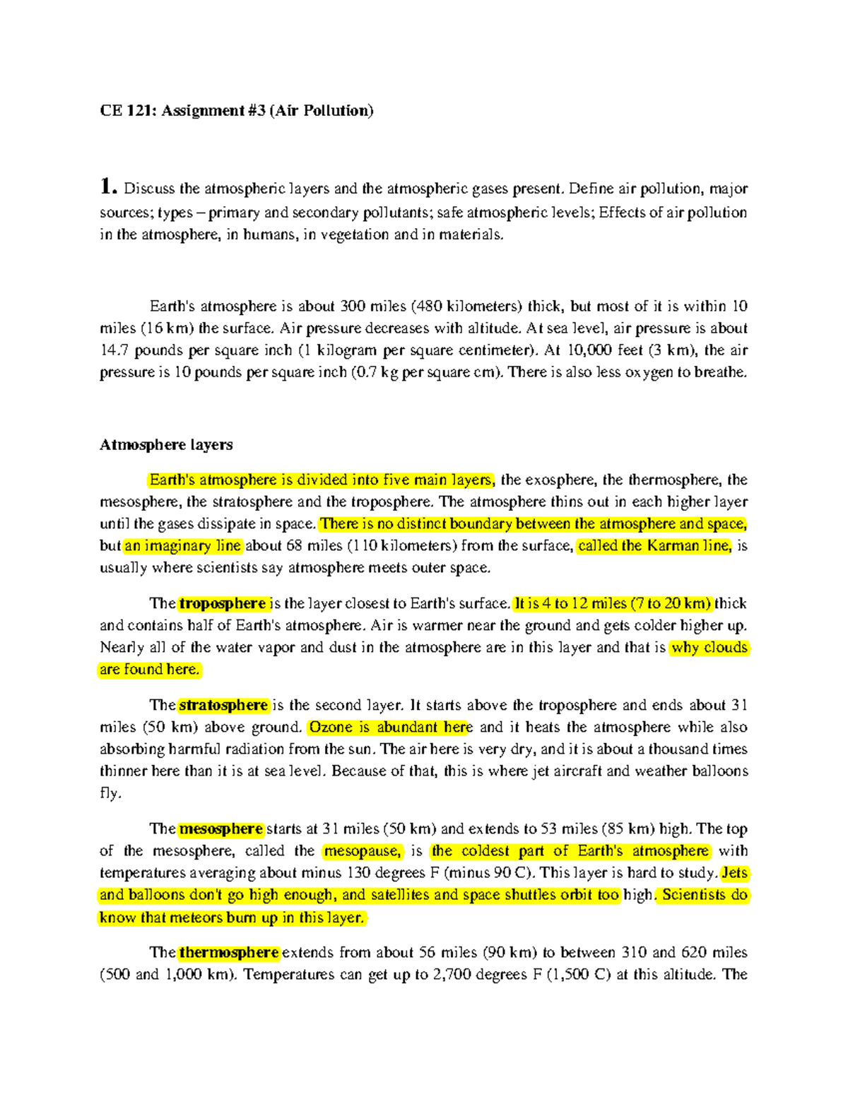 CE-121- Final - fgfgfg - CE 121: Assignment #3 (Air Pollution) 1 ...