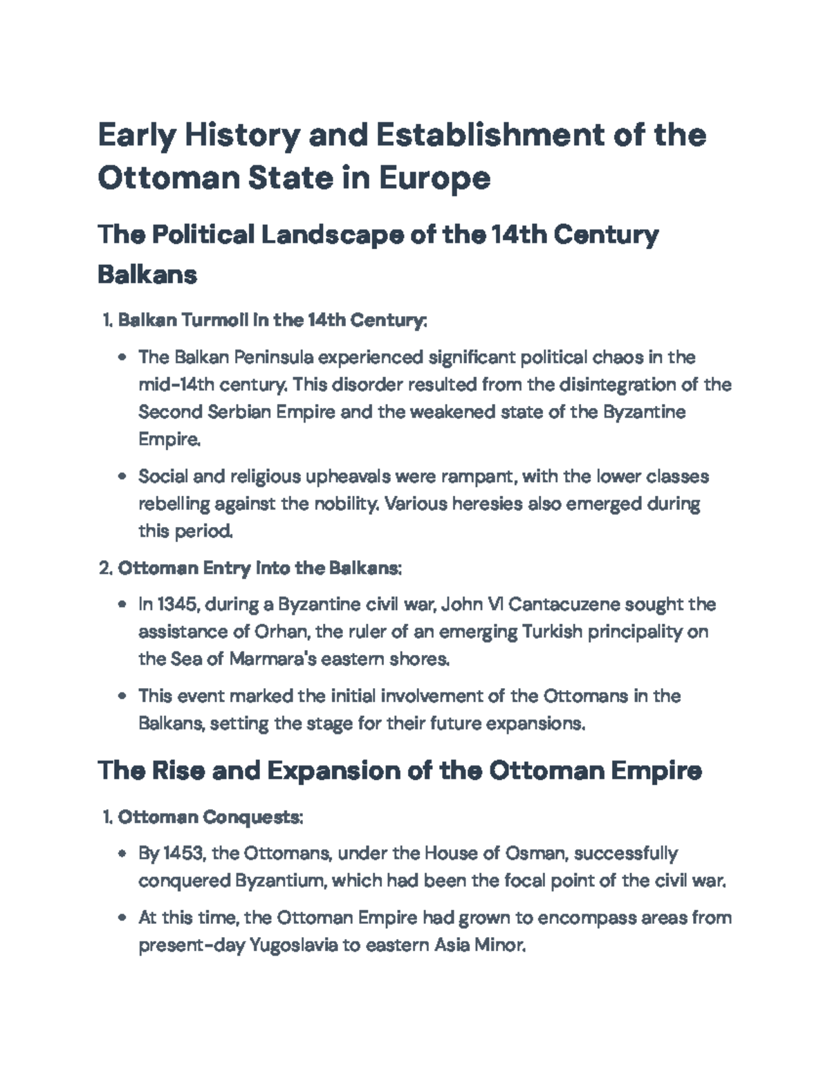 Early History and Political Landscape of the Ottoman Empire in Europe ...