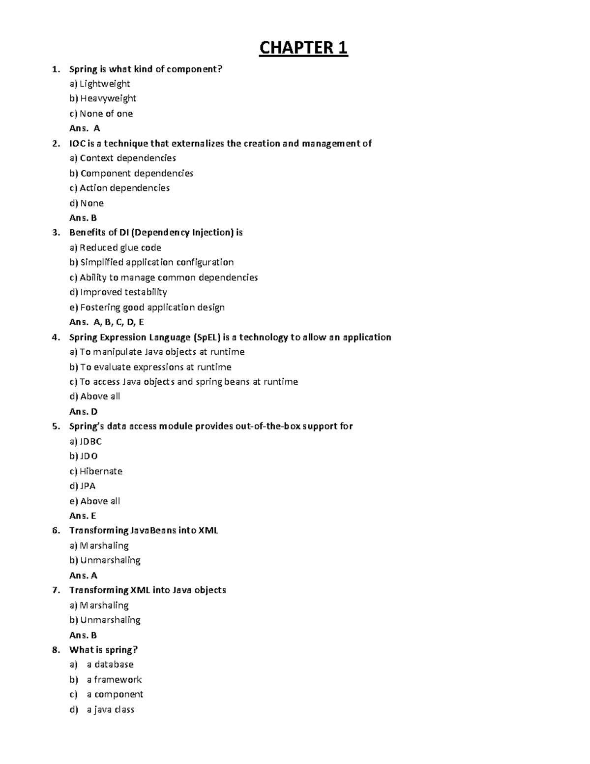 Spring Boot MCQs - Chapter-wise Overview of Key Concepts - Studocu