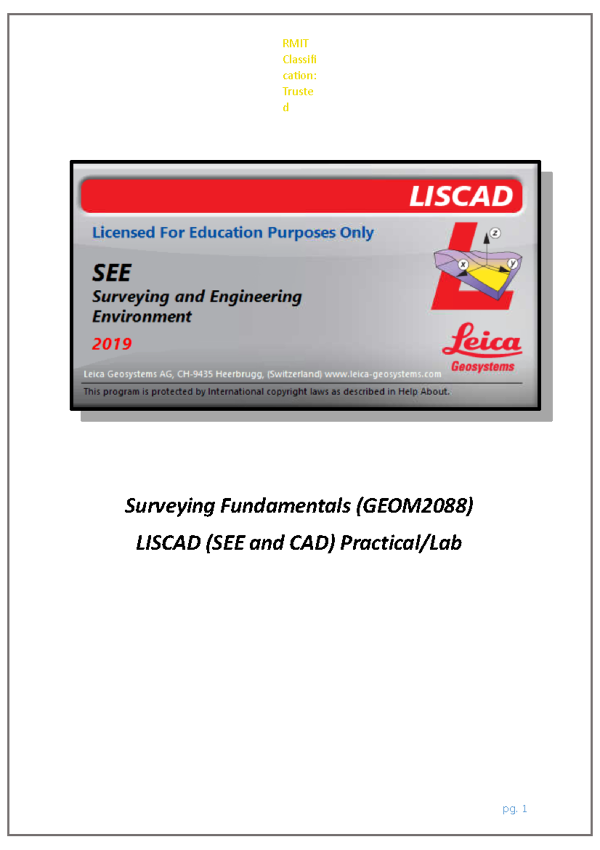 GEOM2088 LISCAD Practical Lab Notes: Surveying Fundamentals 2023 - Studocu