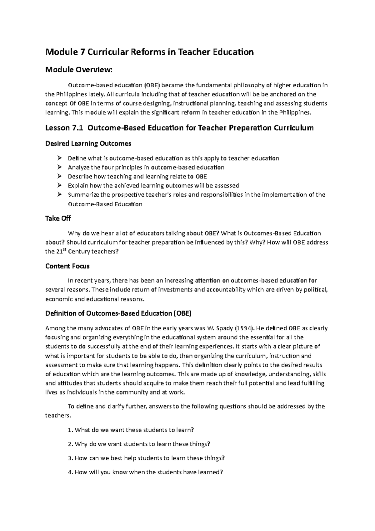 Module 7 Curricular Reforms in Teacher Education - Module 7 Curricular ...