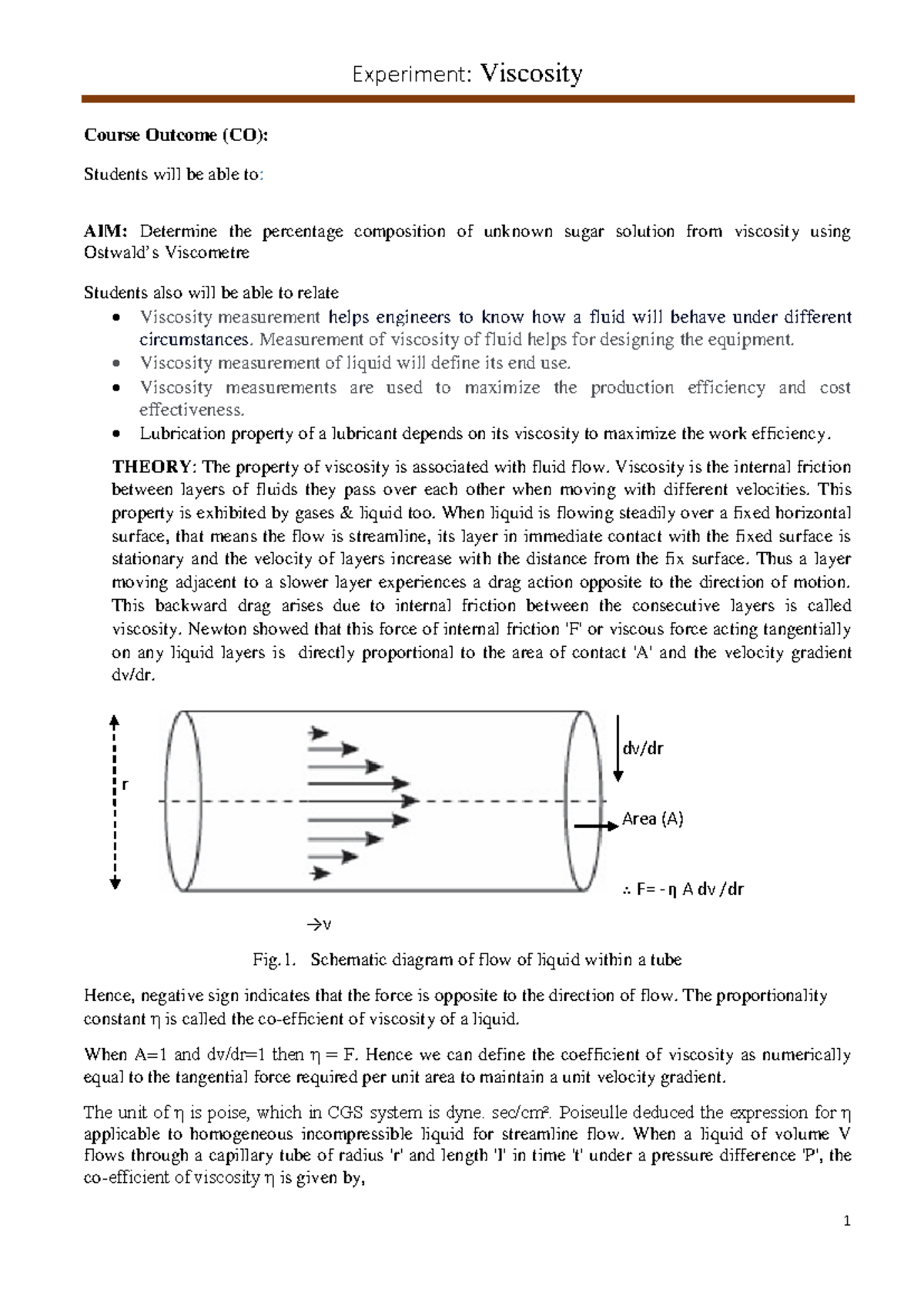 Viscosity Analysis and Sugar Solution Composition Determination - Lab ...