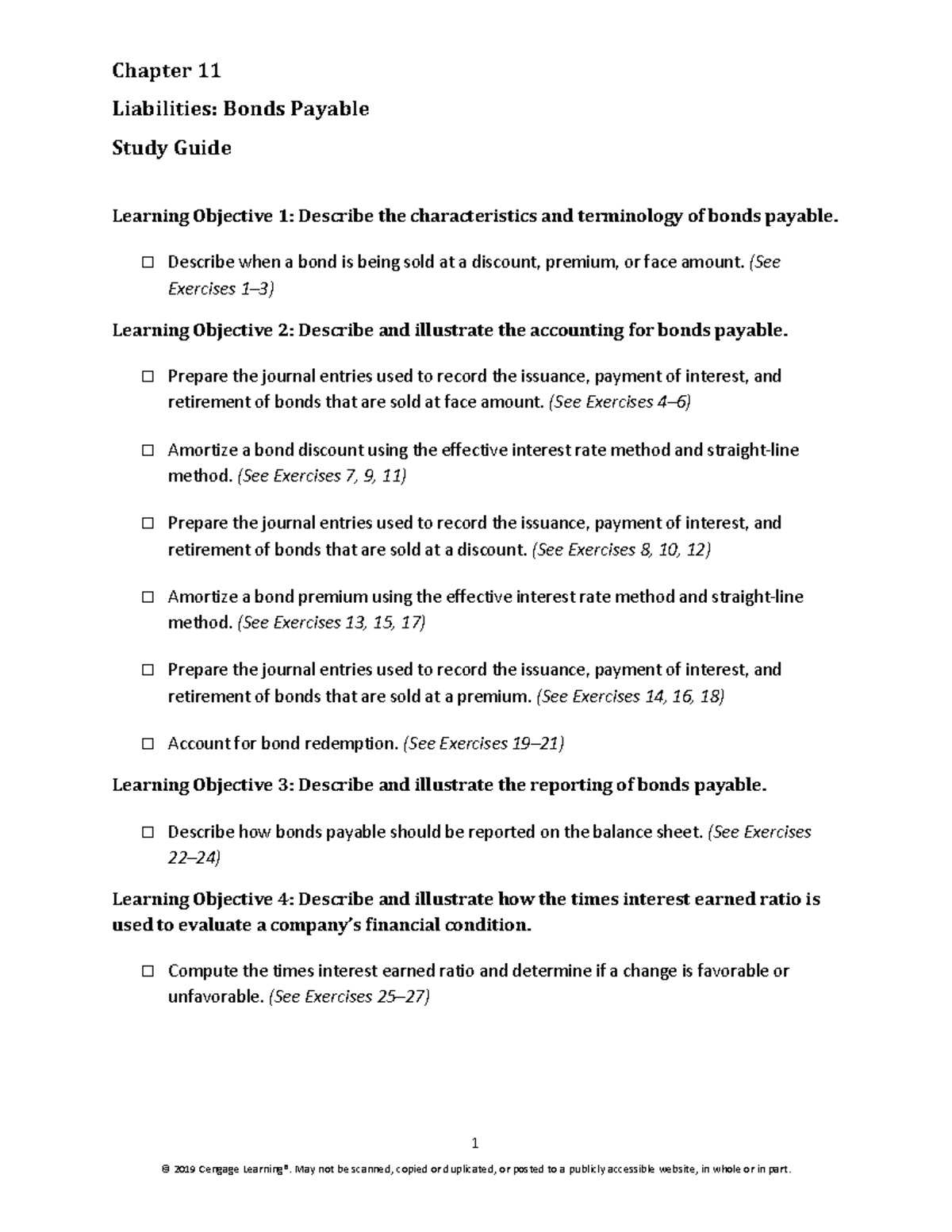 Study Guide for Liabilities: Bonds Payable (Ch 11) - Studocu