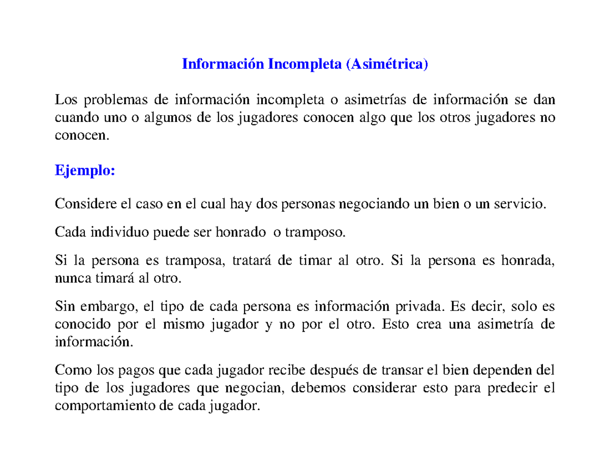 Naturaleza - Apuntes Matemáticas - Información Incompleta (Asimétrica ...