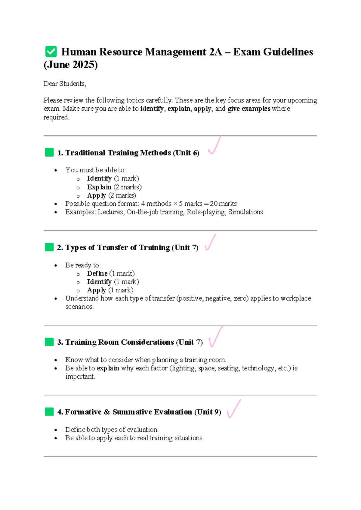HRM 2A Exam Guidelines: Key Focus Areas for Success - Studocu