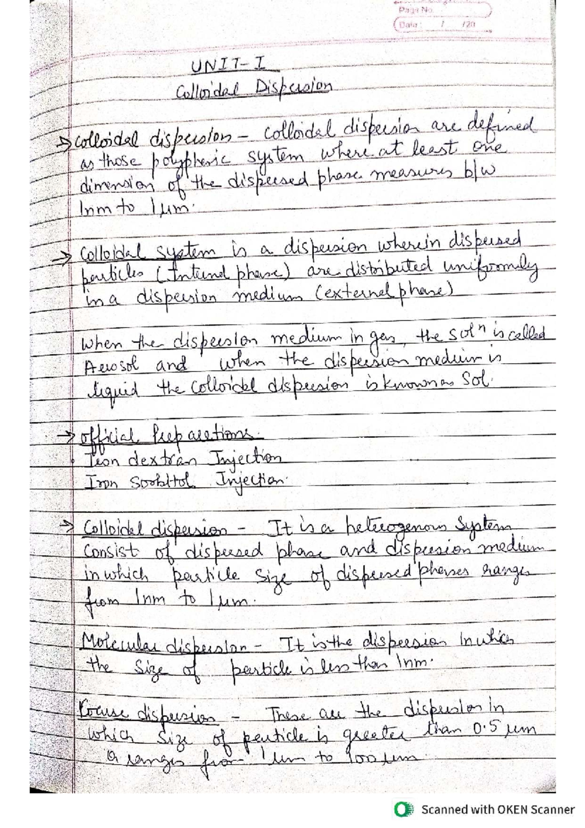Unit-1: Colloidal Dispersion in Physical Pharmaceutics (BP403T) - Studocu