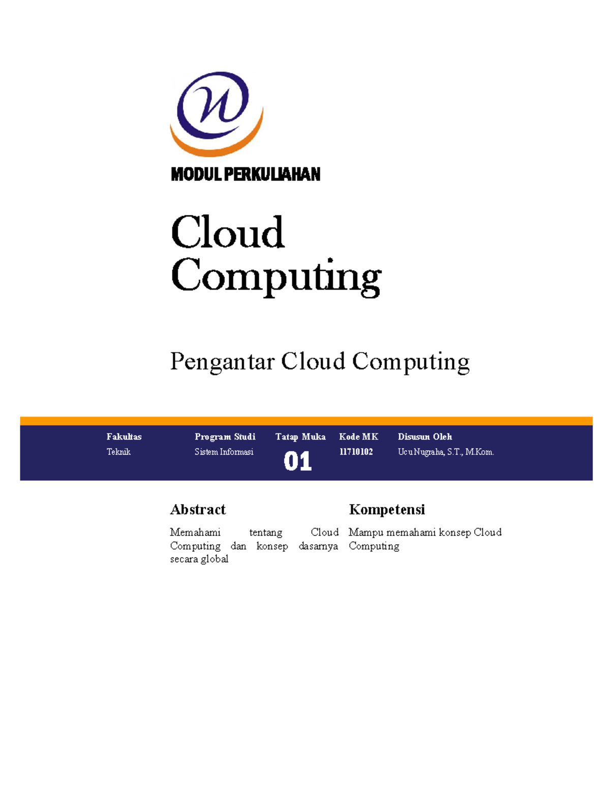Modul MK 11710102: Pengantar Cloud Computing dalam Teknologi TI - Studocu